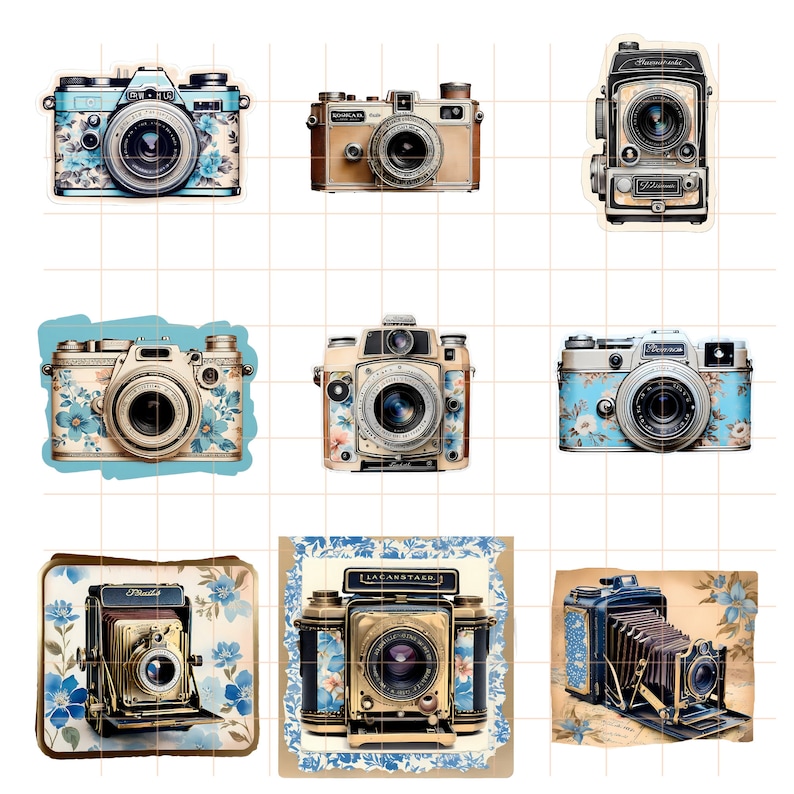 Vintage Floral Camera Clipart | Watercolour Vintage Camera | Vintage ...