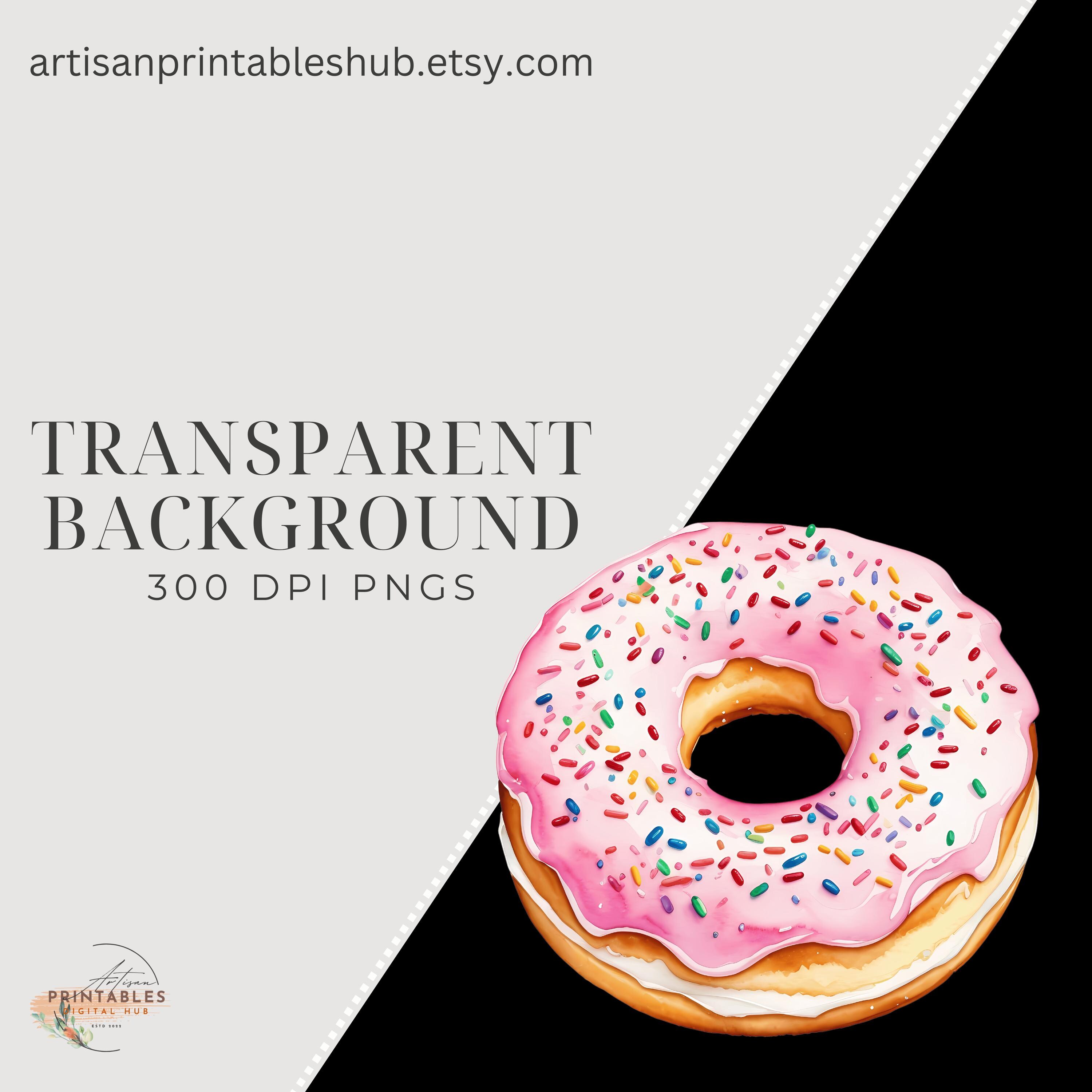 Pink Donut Clipart, Cute Pastel Pink Doughnut Illustration, Bakery ...