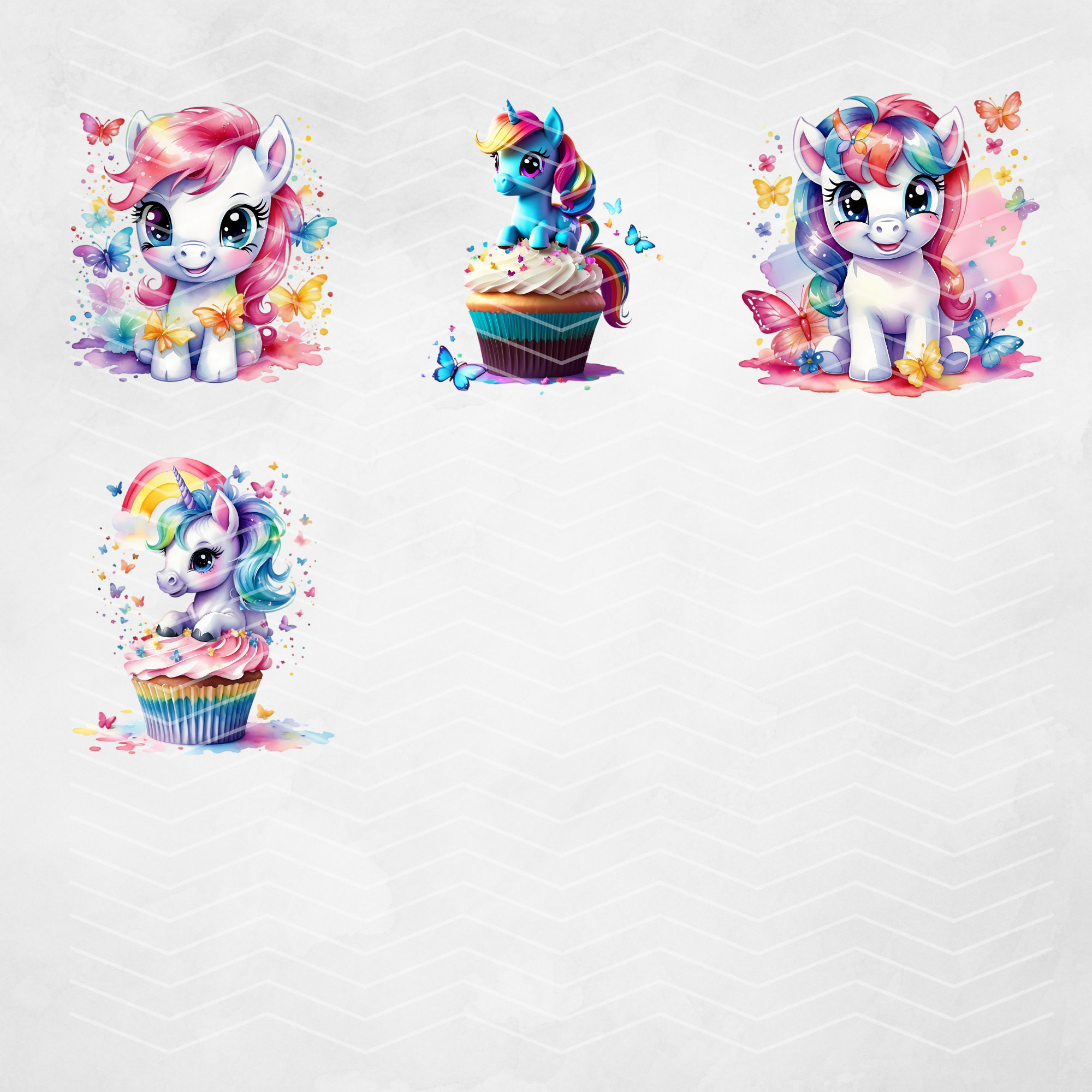 Cute Rainbow Ponies Clipart, Watercolour Rainbow Pony Clipart, Unicorn ...
