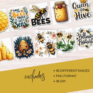 Bee Digital Stickers, Honeycomb Planner Stickers, Cute Watercolor Bee ...