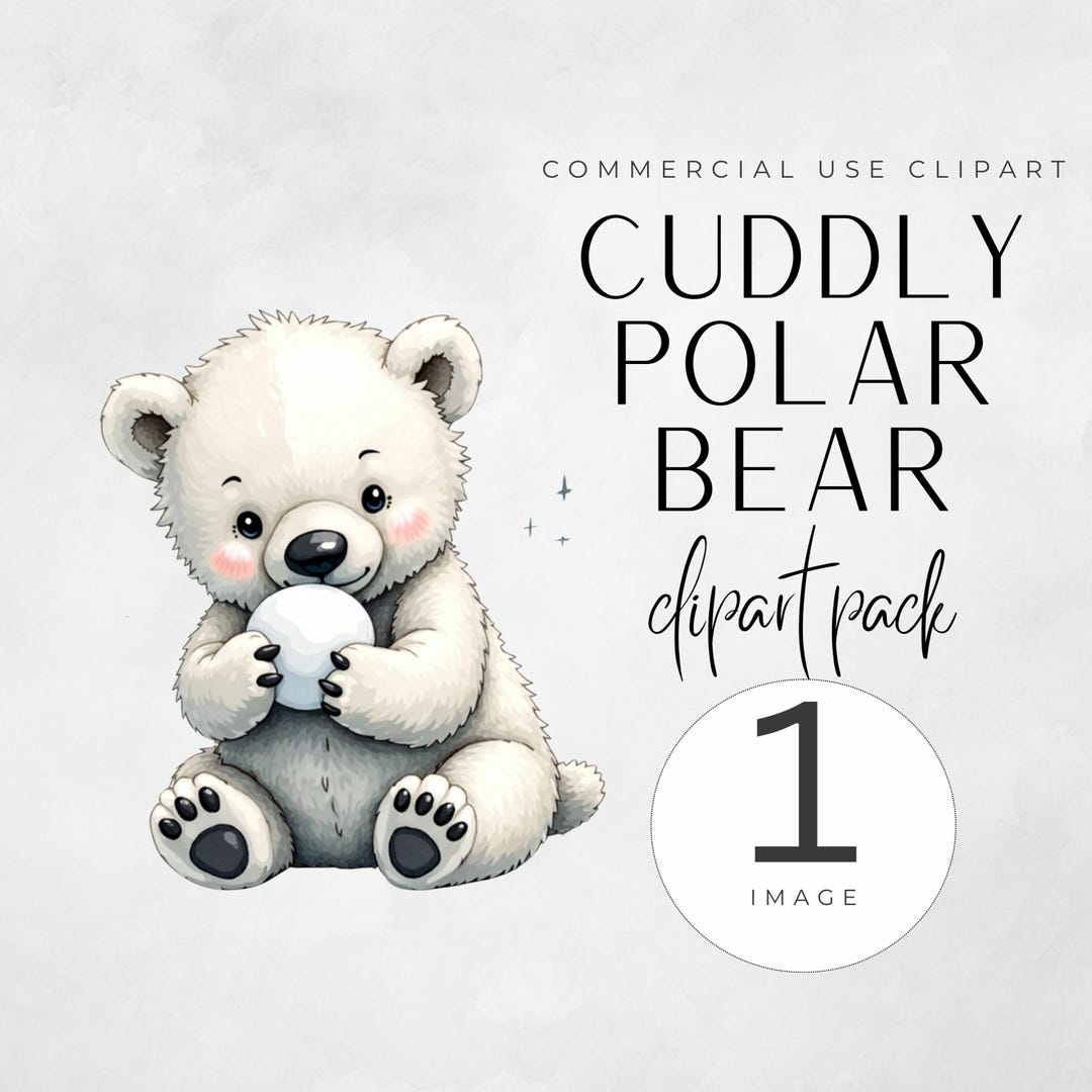 Cute Animal Clipart, Printable Clipart for Kids, Polar Bear Cub Clipart ...