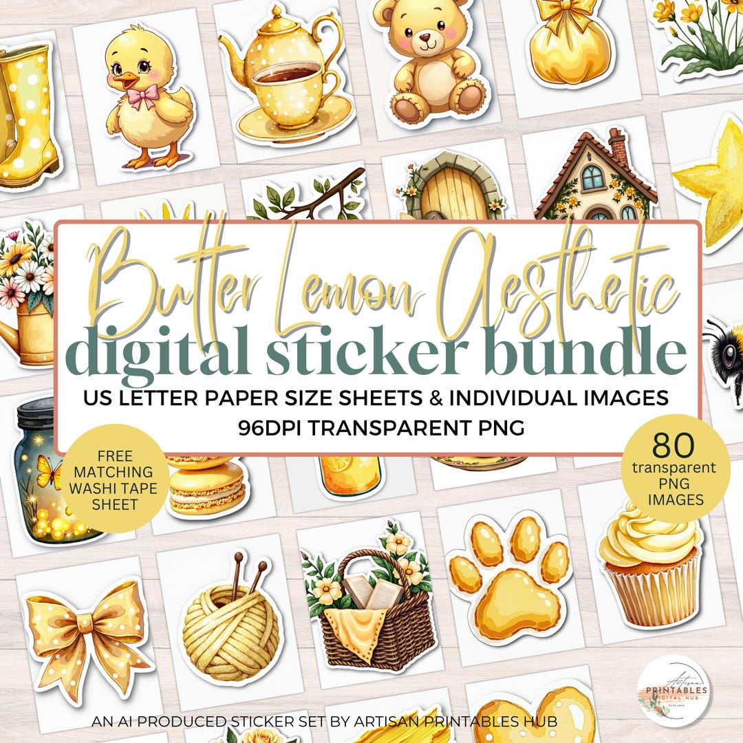 Spring Digital Stickers Goodnotes, Lemon Watercolor Theme, Aesthetic ...