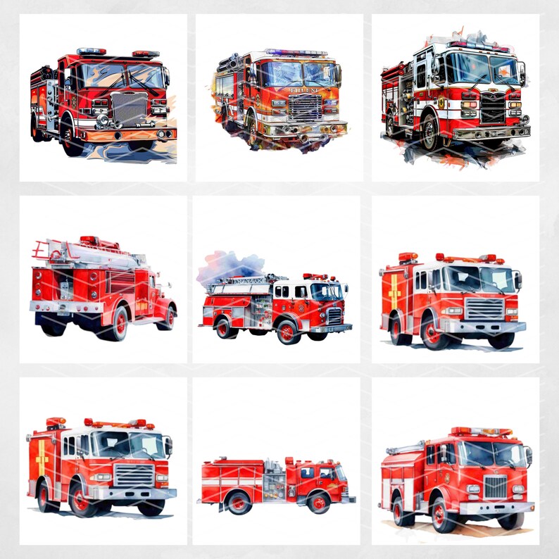 Watercolor Fireman Clipart Bundle, Fire Fighter Clipart Images, Fire ...