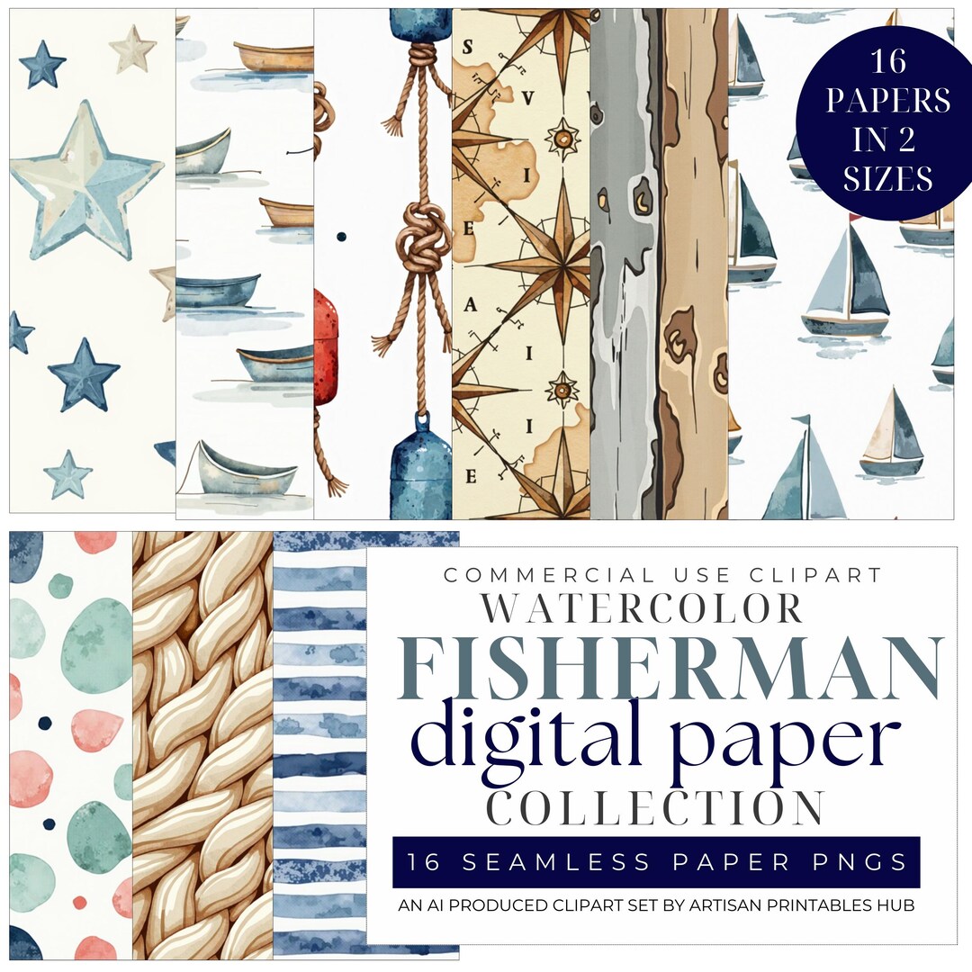 Sailboat Digital Paper: Nautical Scrapbooking, Ocean Theme, Seamless ...