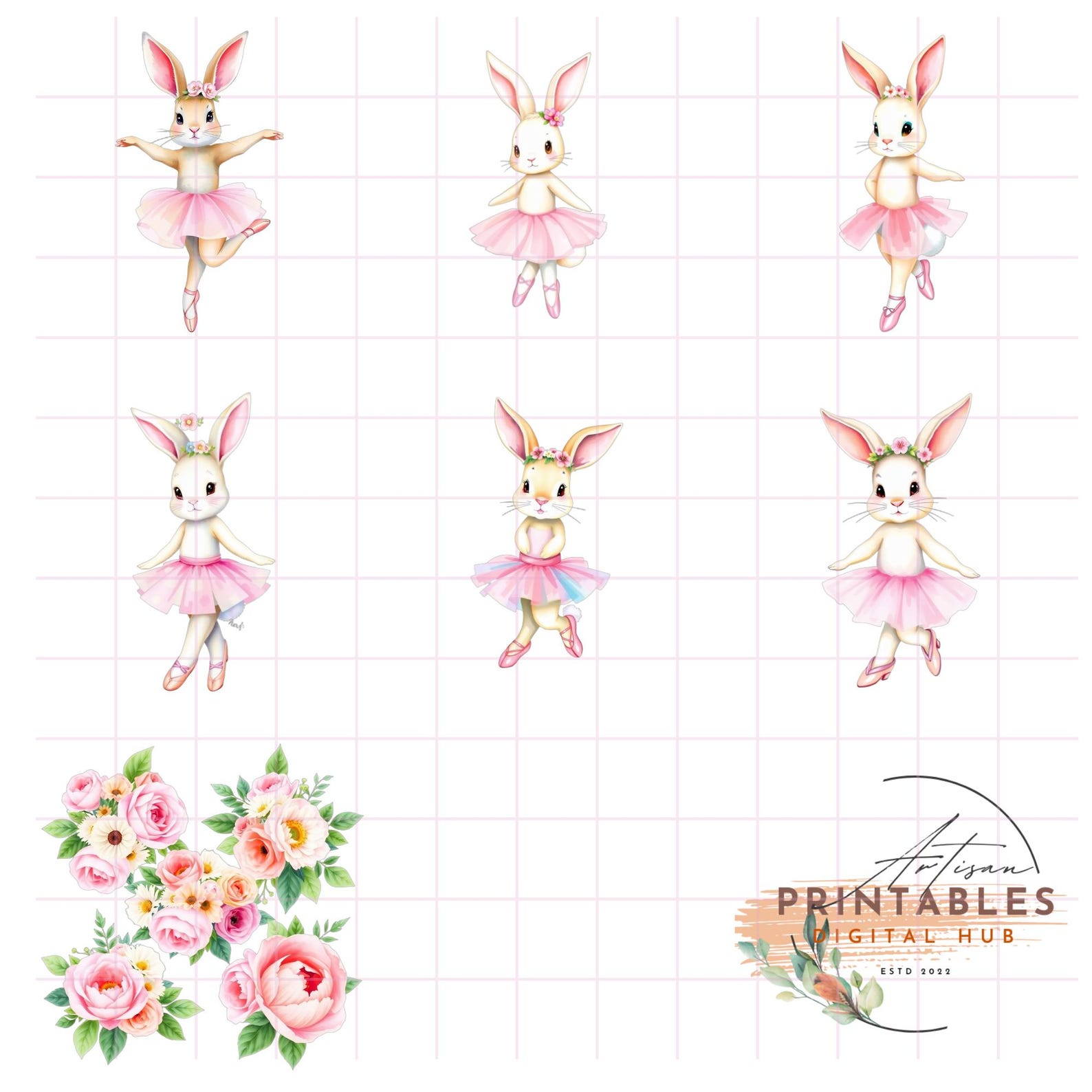 Bunny Ballerina Watercolor Clipart Set, Ballet Rabbit Illustrations ...