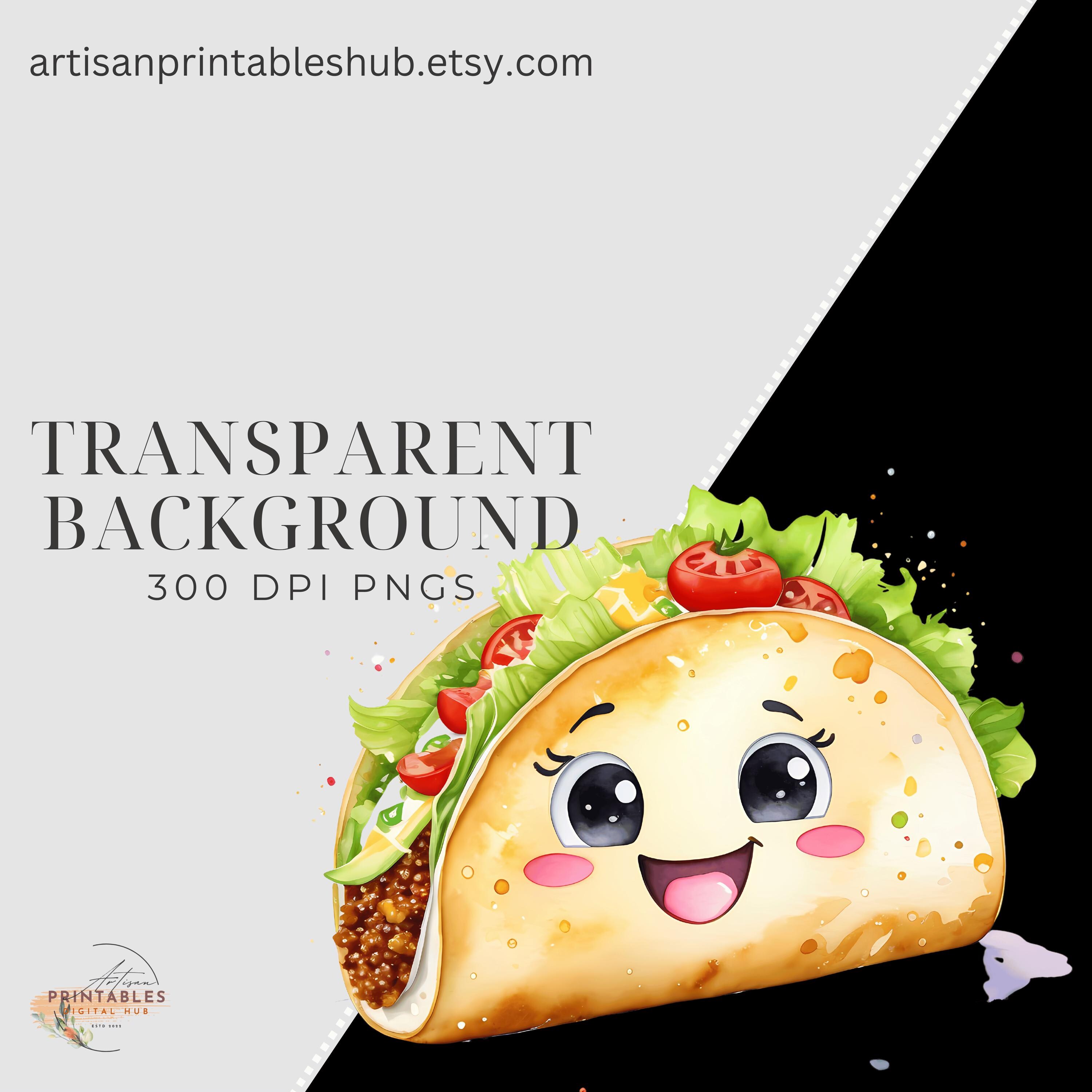 Cute Kawaii Taco Clipart - Cute Taco Graphics - Taco Clipart Set ...