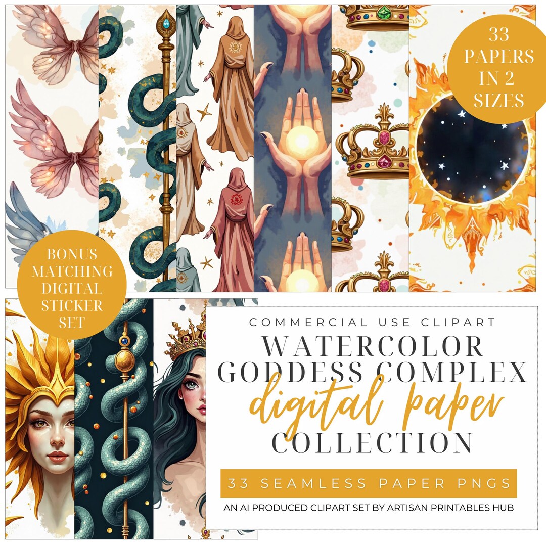 Medusa Digital Paper: Greek Goddess Patterns, Stickers & Ephemera (PDF ...