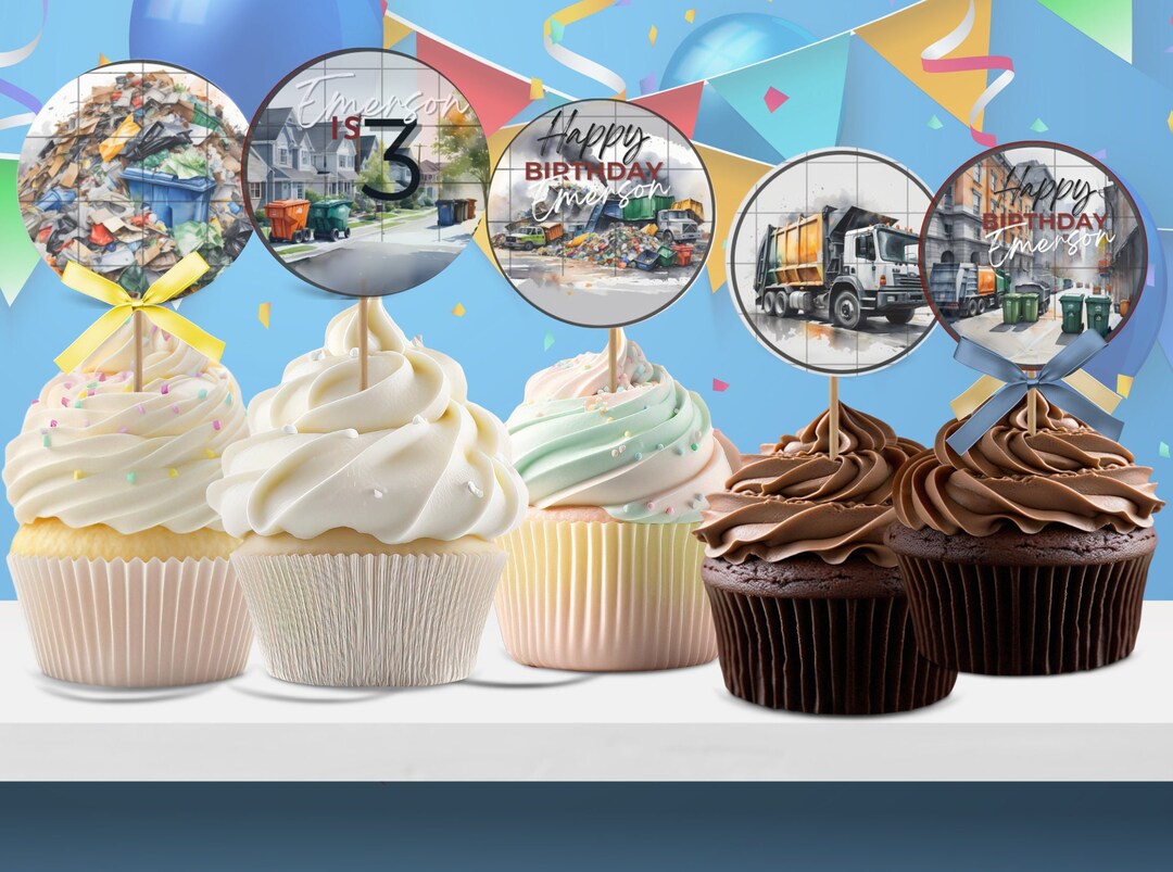 Trash Truck Cupcake Topper Trash Bash Trash Truck Party Kids Birthday ...