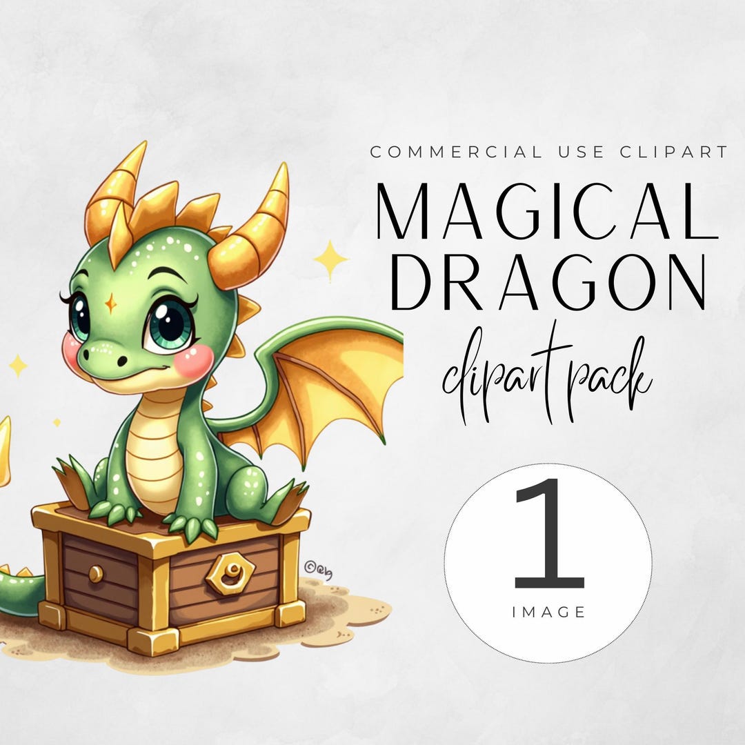 Watercolor Cute Dragon Clipart, Magical Fantasy Design PNG Image ...
