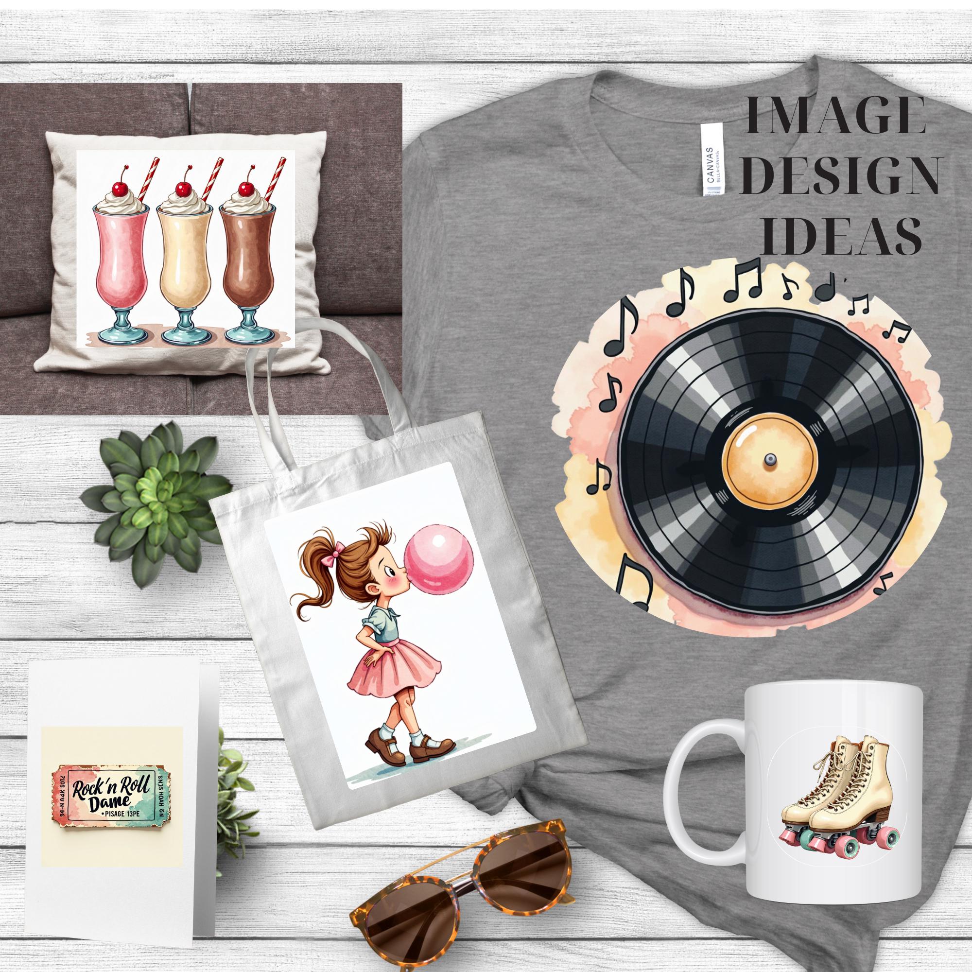 Sock Hop Clipart, Retro 50s Diner Graphics, Vintage Jukebox & Roller ...
