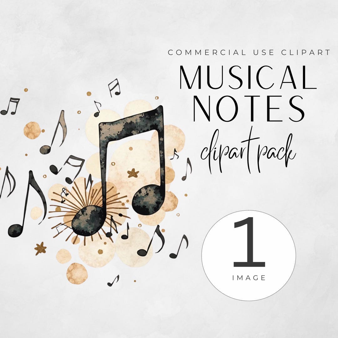 Watercolor Music Notes Clipart, Single PNG Image, Commercial Use ...