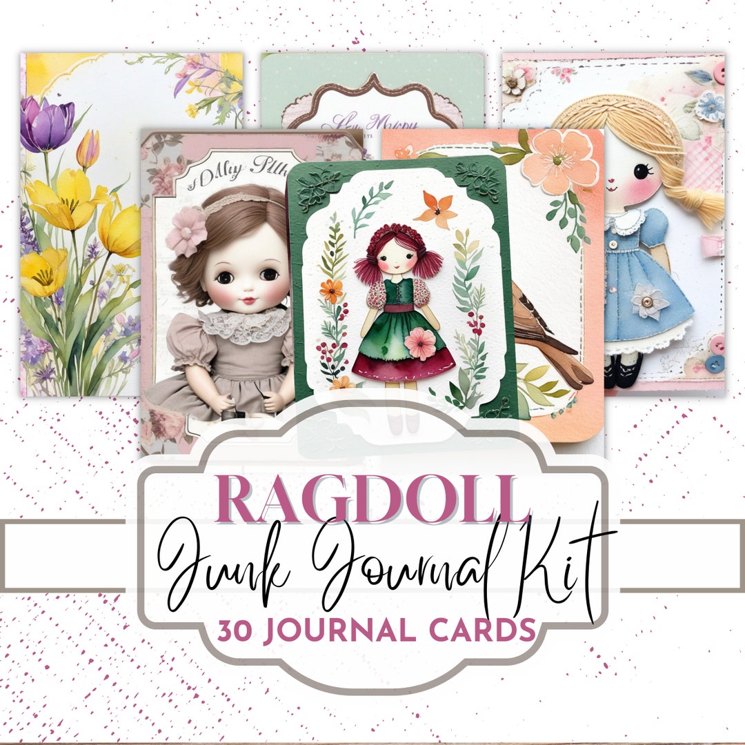 Rag Doll Journal Cards, Printable Rag Doll, Themed Vintage Journal ...