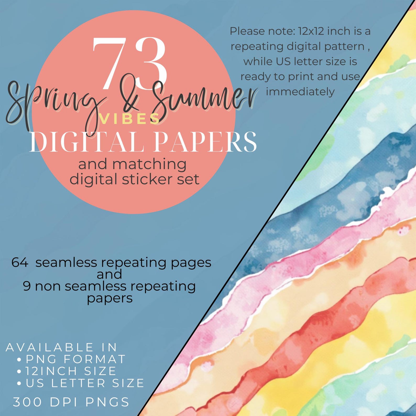 Spring & Summer Digital Paper, Seamless Patterns for Scrapbooking ...