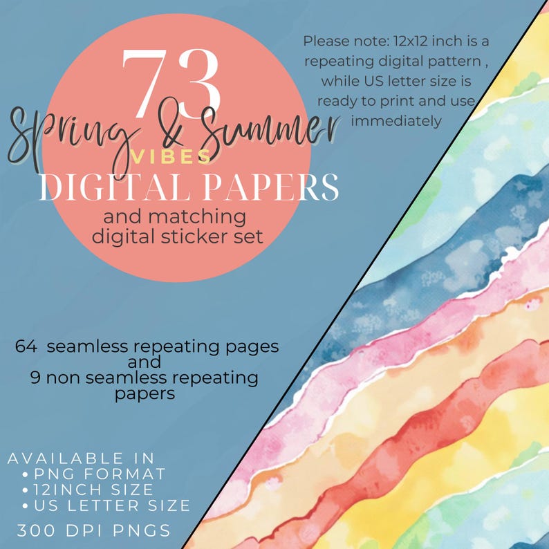 Spring & Summer Digital Paper, Seamless Patterns for Scrapbooking ...