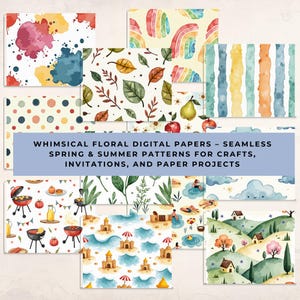 Spring & Summer Digital Paper, Seamless Patterns for Scrapbooking ...