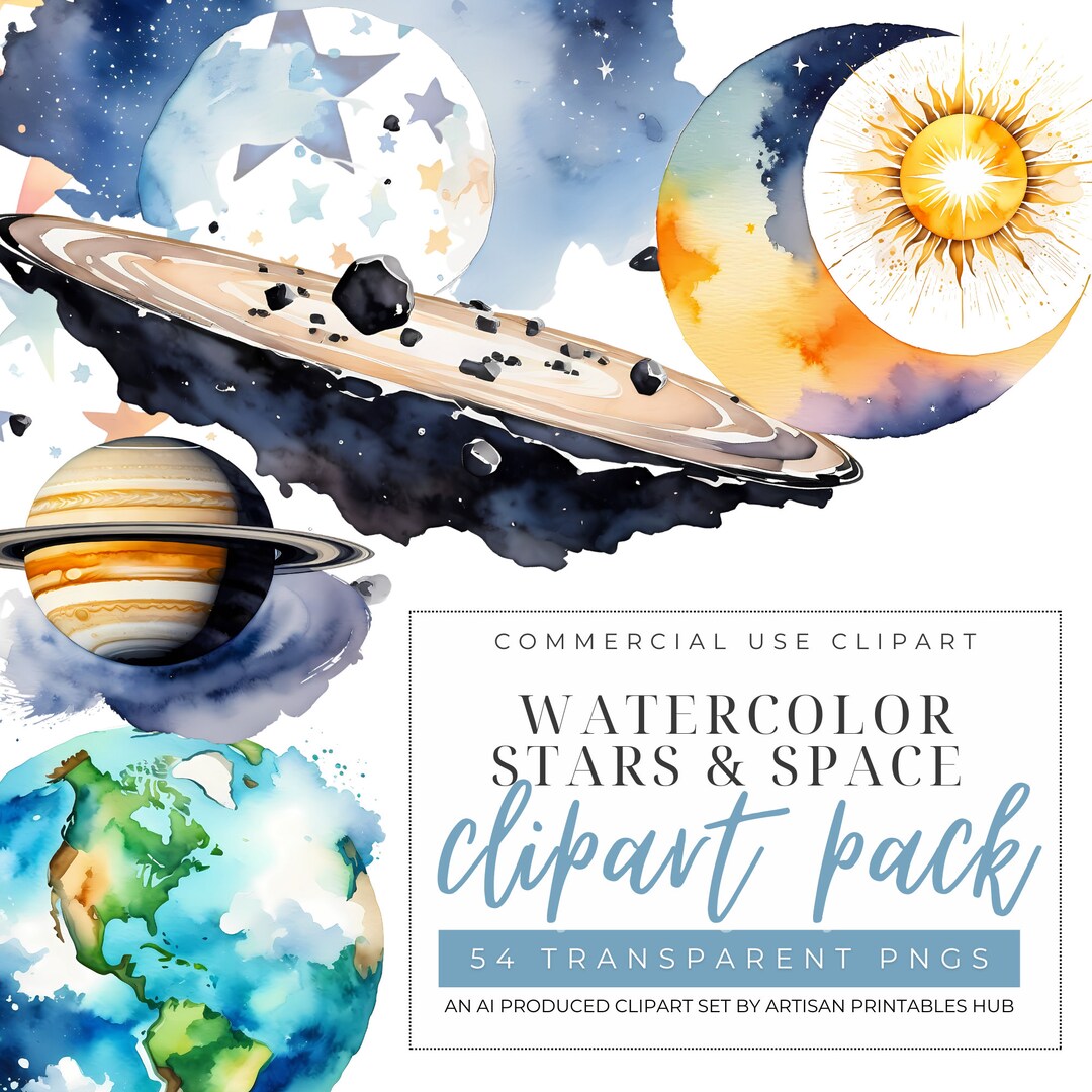 Watercolor Space Clipart Bundle, Outer Space Decor, Cute Astronaut ...