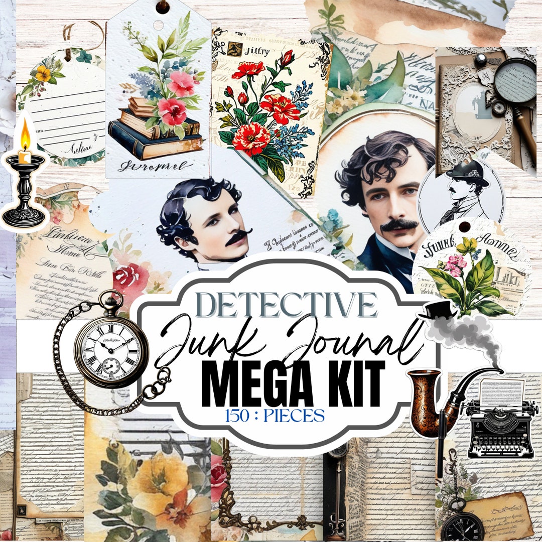 Detective Junk Journal Crafting Kit, Digital Ephemera Pages, Printable ...