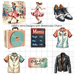 Sock Hop Clipart, Retro 50s Diner Graphics, Vintage Jukebox & Roller ...