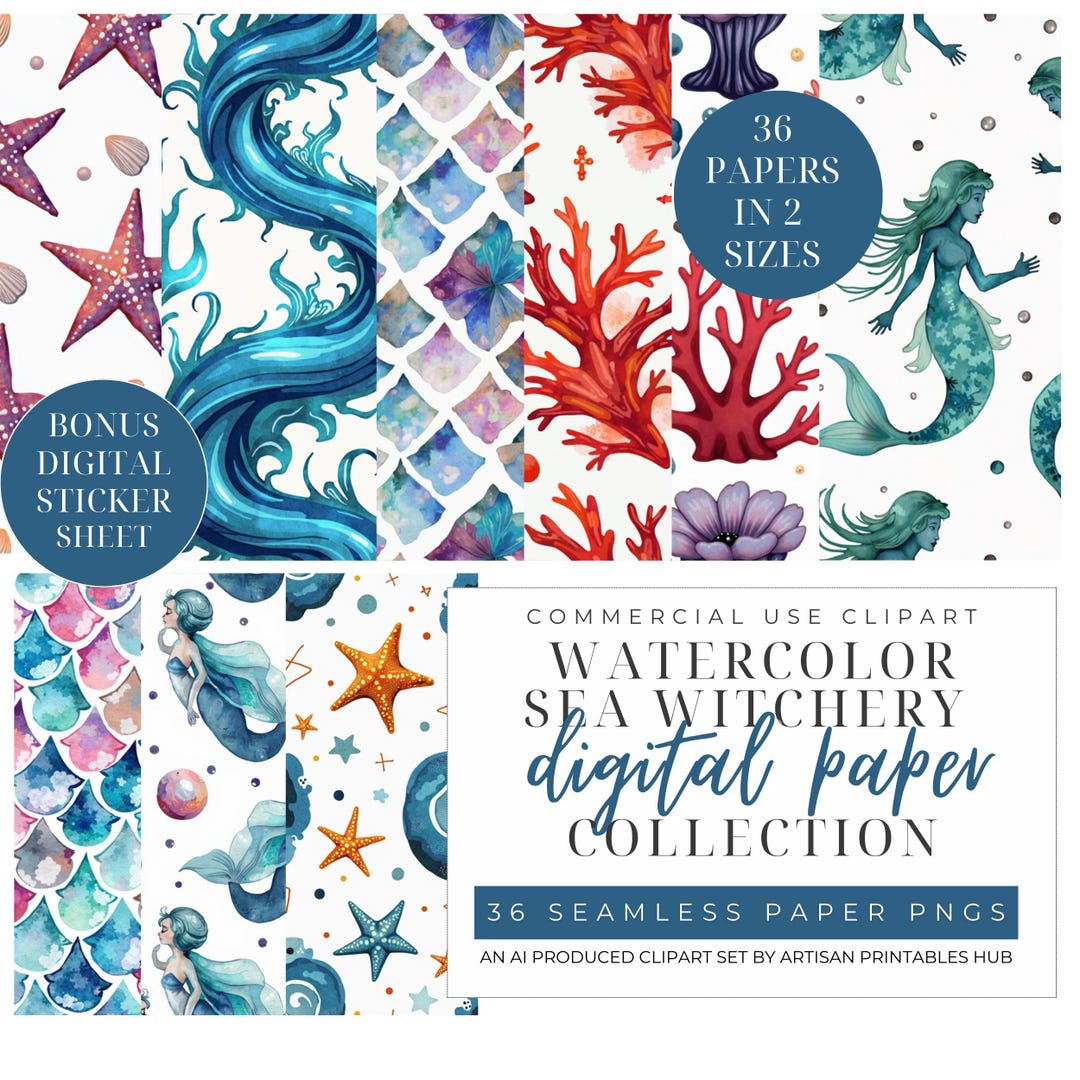 Sea Witch Digital Seamless Paper, Digital Scrapbooking Papers and ...