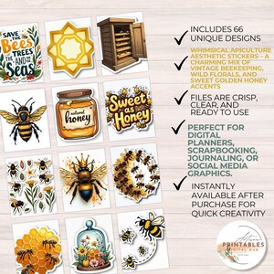 Bee Digital Stickers, Honeycomb Planner Stickers, Cute Watercolor Bee ...