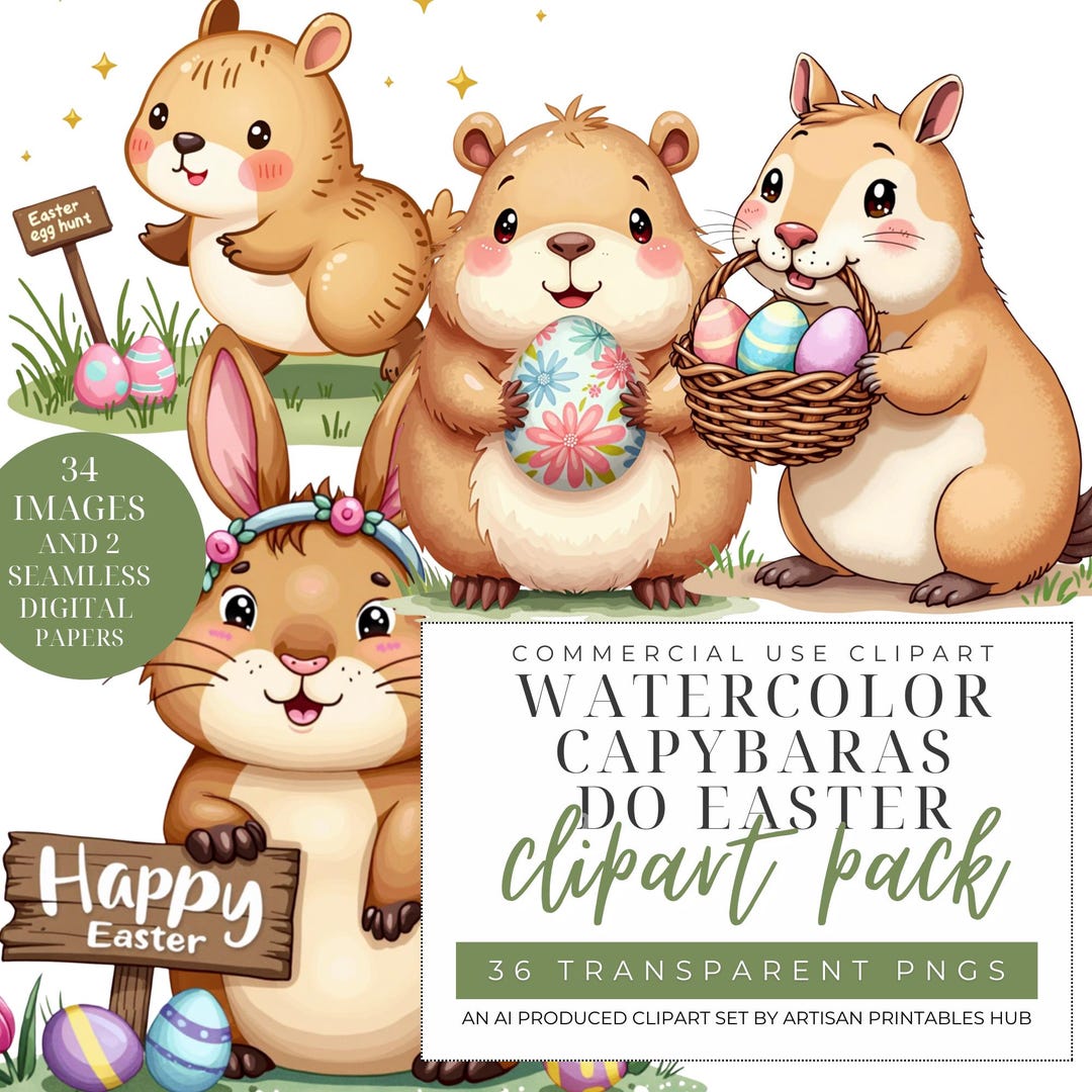 Etsy Easter Png, Charming Capybara Clipart Set for Creative DIY ...