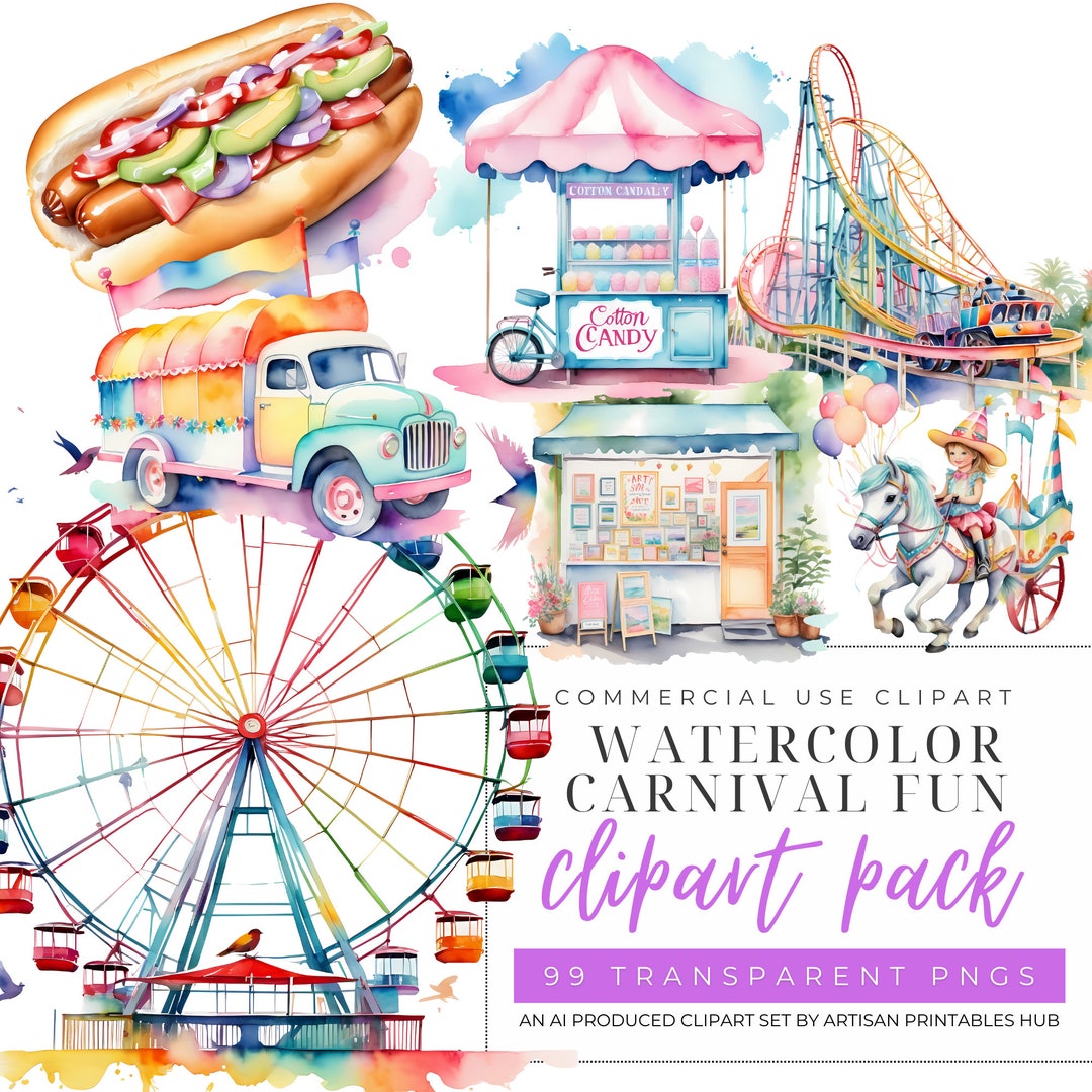 Carousel Watercolour Clipart, Nursery Art - Baby Shower, Carnival ...