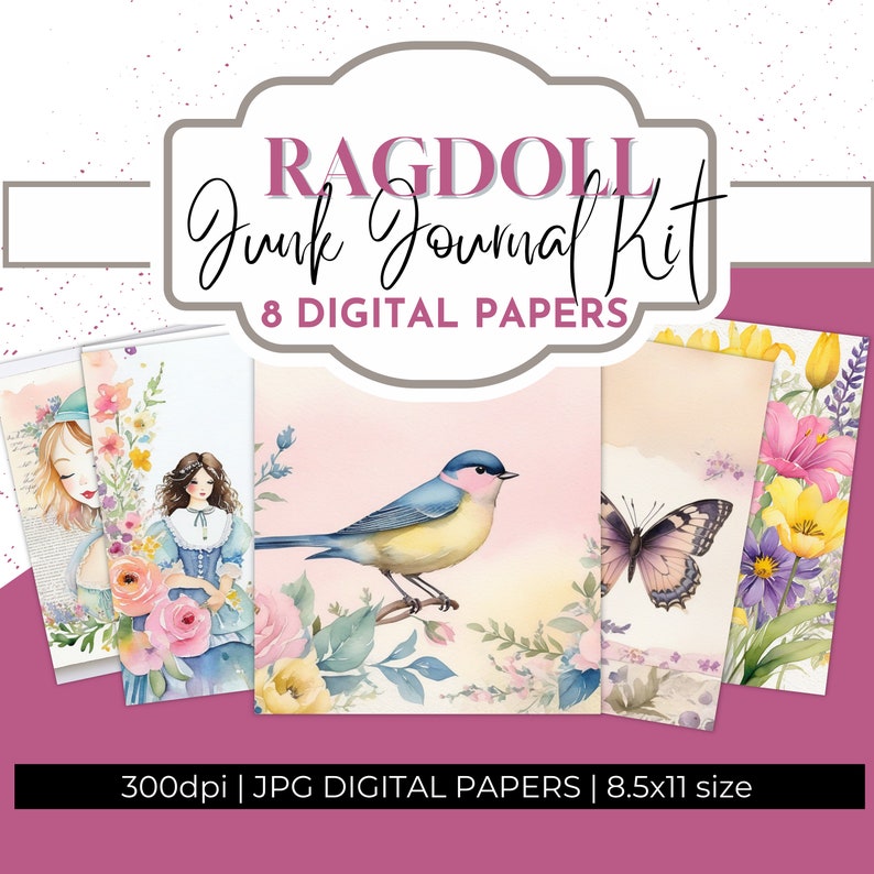 Rag Doll Printable Paper Pack - Vintage-style Rag Doll Patterns for ...