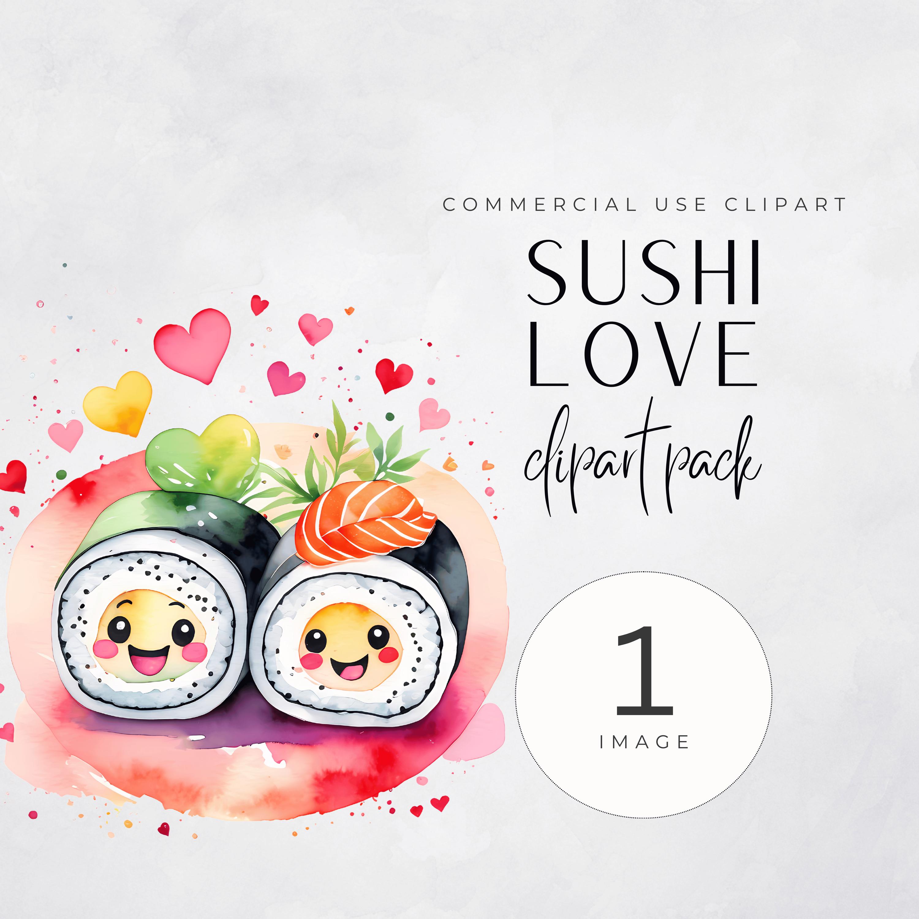 Kawaii Sushi Clipart Bundle - Cute Sushi PNG - Adorable Kawaii Sushi ...