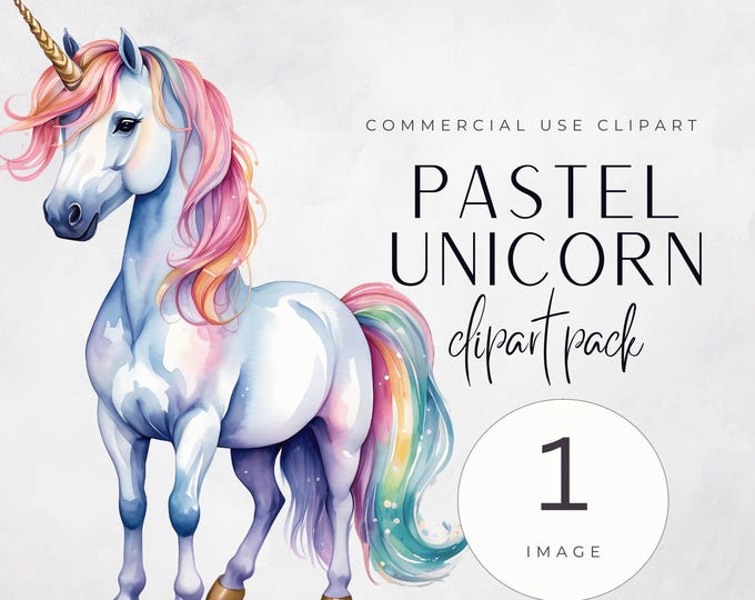 Pastel Unicorn Rainbow Clipart | Digital Download | Pastel Unicorns ...