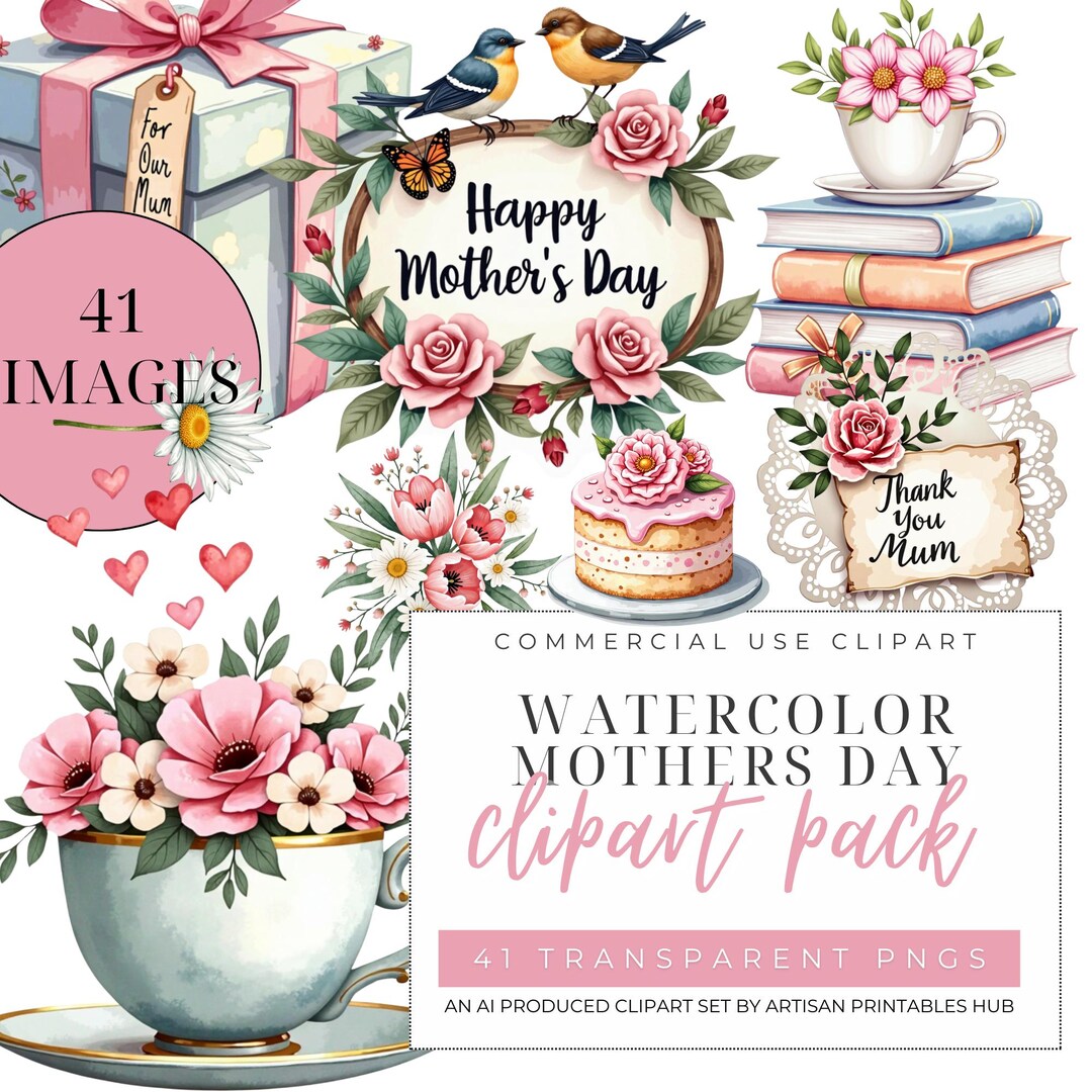 Mothers Day Brunch Clipart, Floral Mothers Day Tag Instant Download ...