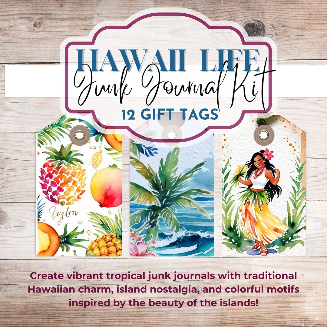 Hawaiian Junk Journal Ephemera, Printable Ephemera, Tropical Floral ...