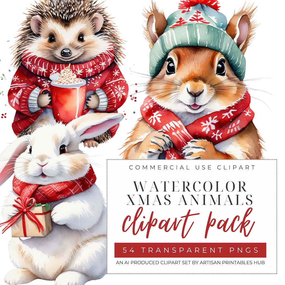Watercolor Winter Animals Clipart, Cute Woodland Creatures, Cute Winter ...