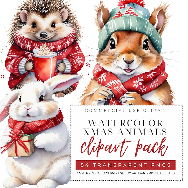 Watercolor Winter Animals Clipart, Cute Woodland Creatures, Cute Winter ...
