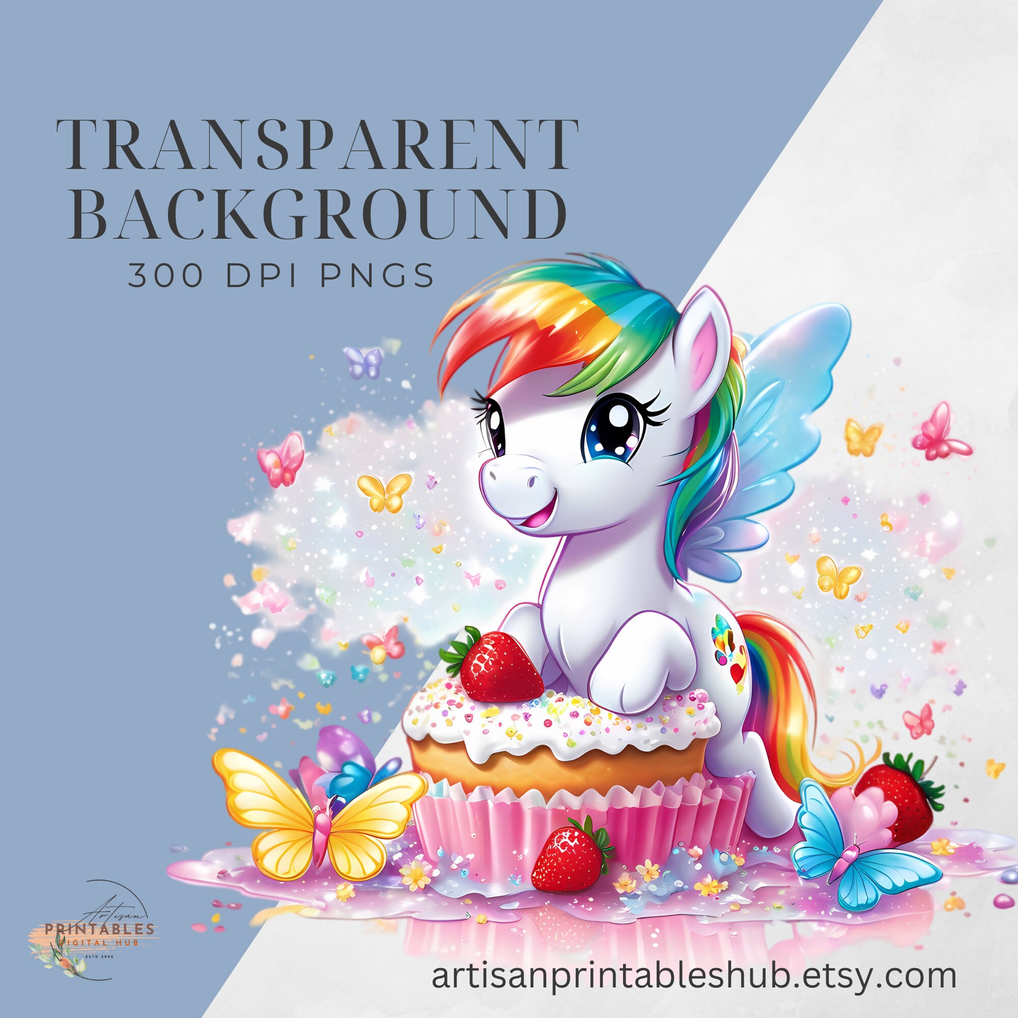 Cute Rainbow Ponies Clipart, Watercolour Rainbow Pony Clipart, Unicorn ...