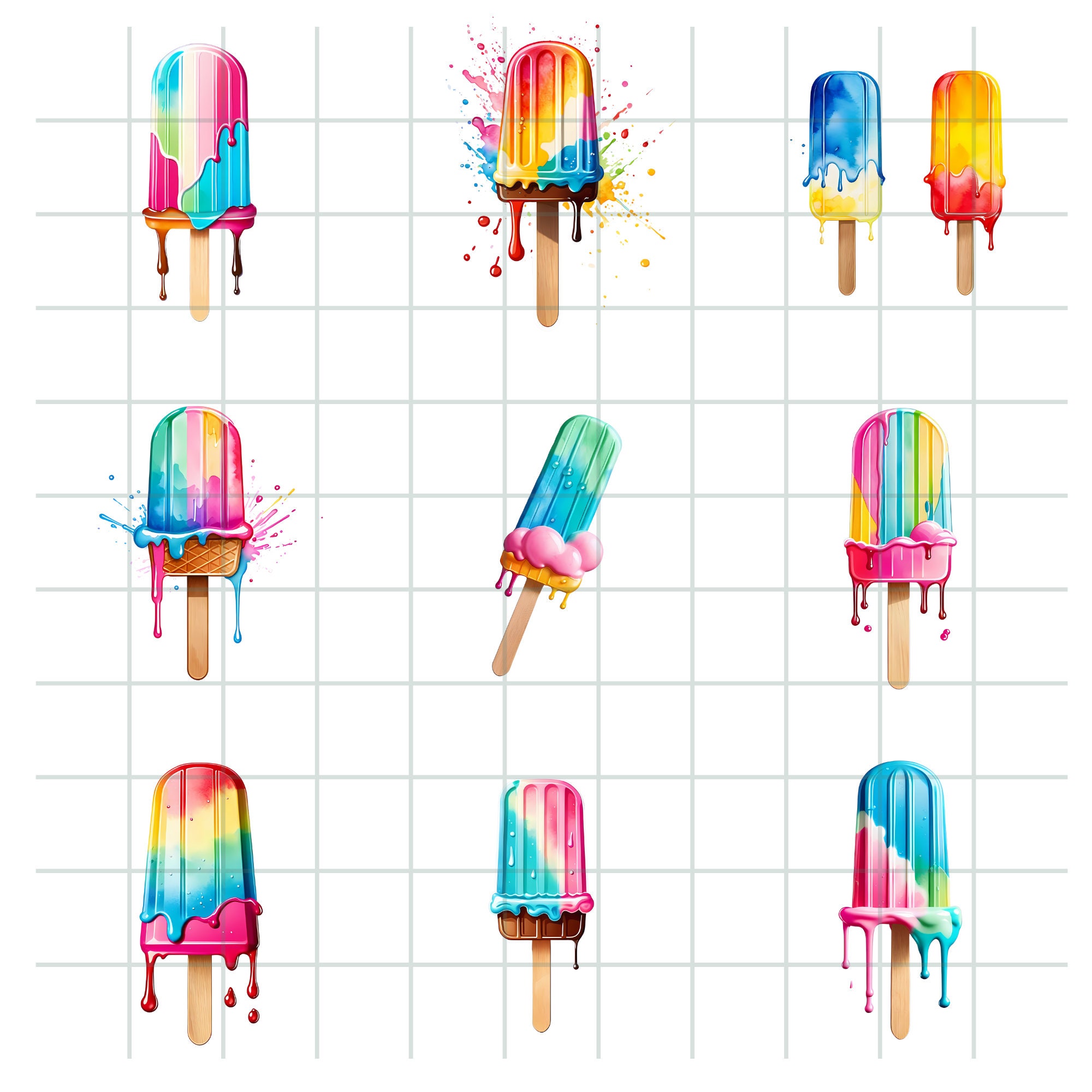 Watercolor Pastel Sweets Clipart Rainbow Sweet Treats PNG Ice Cream ...