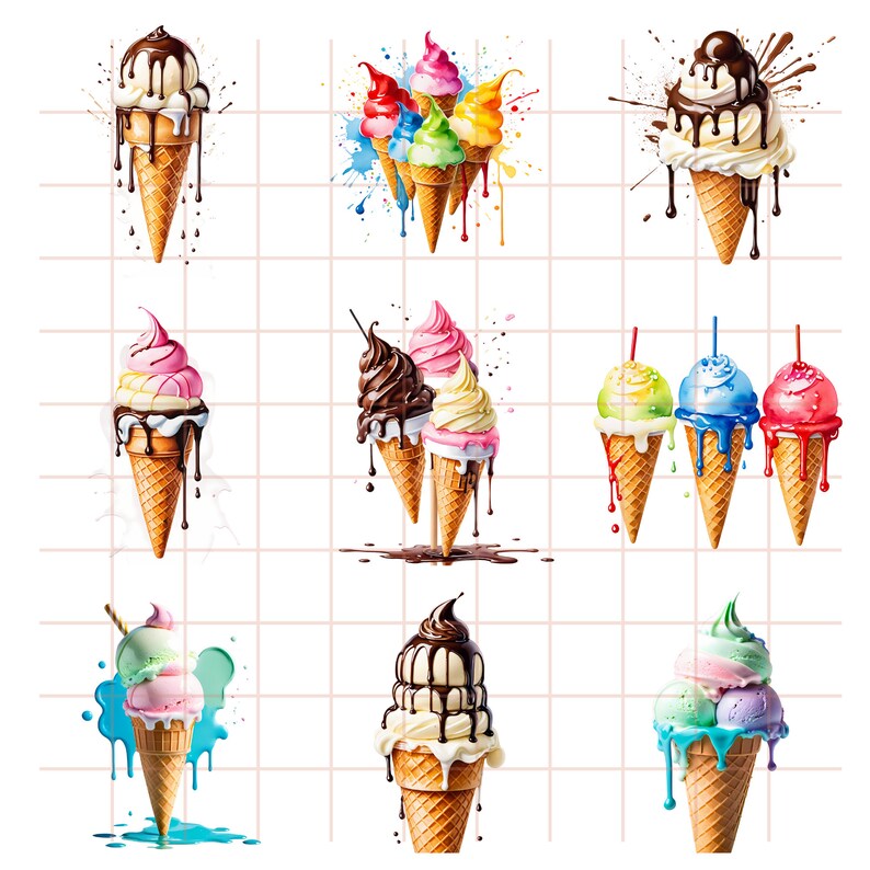 Icecream Truck Clipart, Cute Ice Cream Illustrations, Digital Download ...