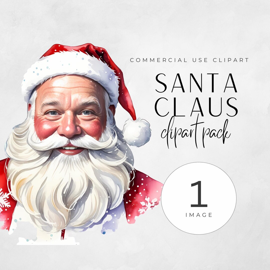 Watercolor Santa Claus Clipart PNG, Vintage Christmas Illustration ...