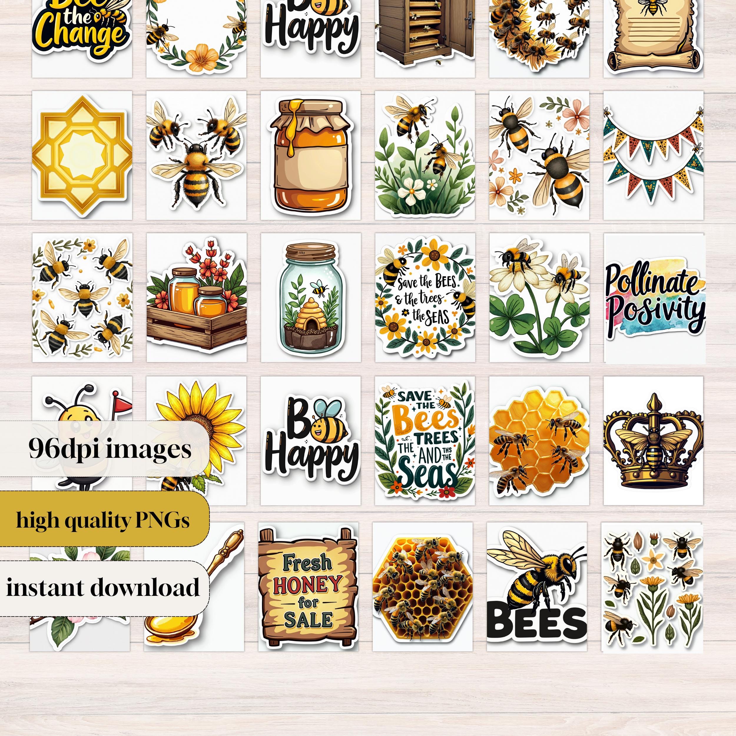 Bee Digital Stickers, Honeycomb Planner Stickers, Cute Watercolor Bee ...
