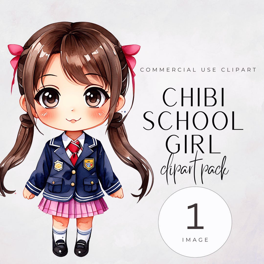 Kawaii Chibi Schoolgirl Clipart PNG, Cute Anime Style Illustration ...