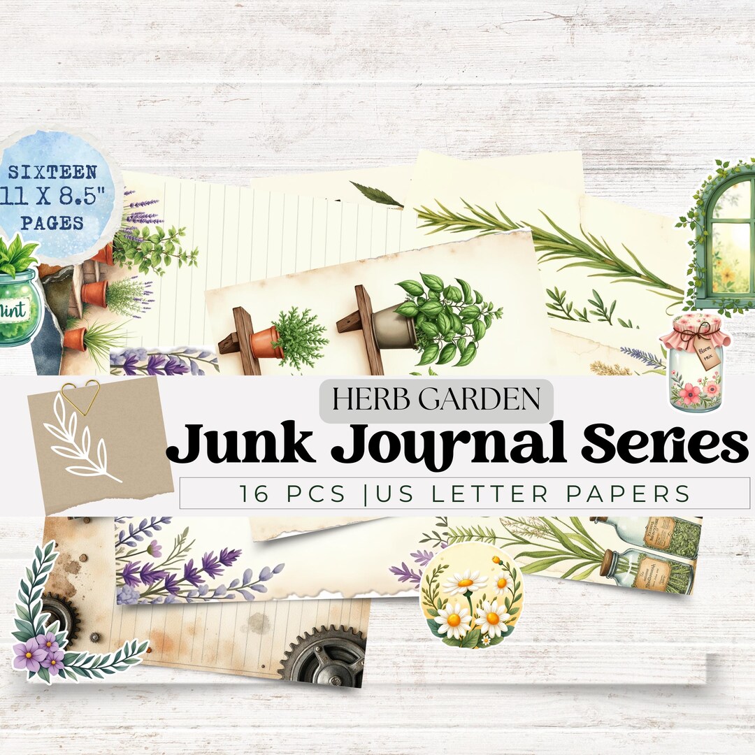 Herb Garden US Letter Papers Botanical Vintage Ephemera for Junk ...