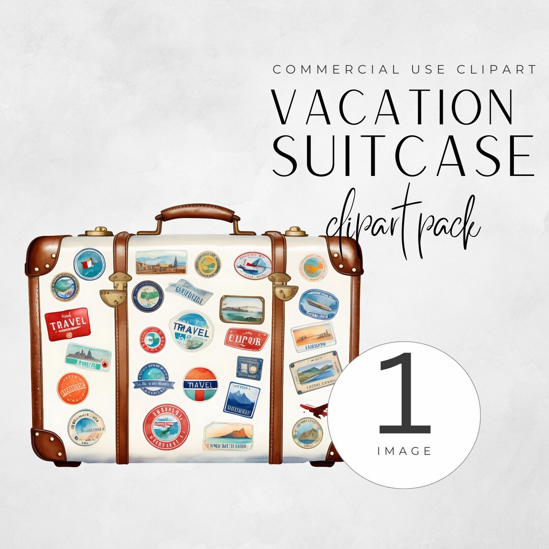 Suitcase Clipart, Travel Luggage Graphics, Digital Download for ...