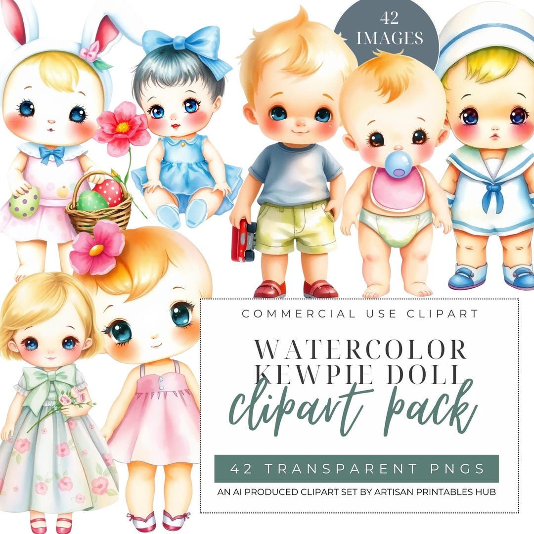 Vintage Kewpie Doll Clipart Bundle, Retro Baby Png Svg Jpg Set for ...