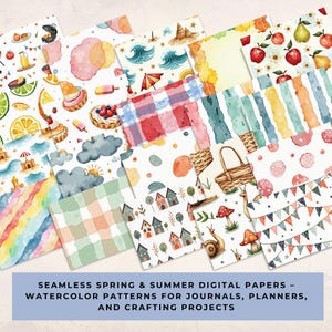 Spring & Summer Digital Paper, Seamless Patterns for Scrapbooking ...