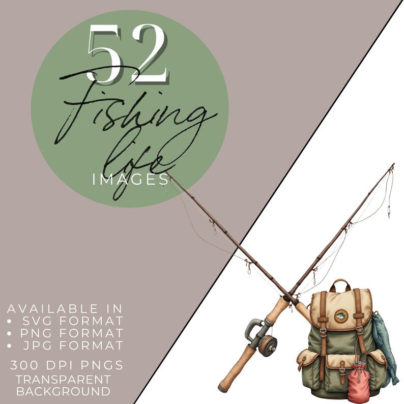 Watercolor Fishing Clipart Set, Fishing Tackle Watercolour Art ...