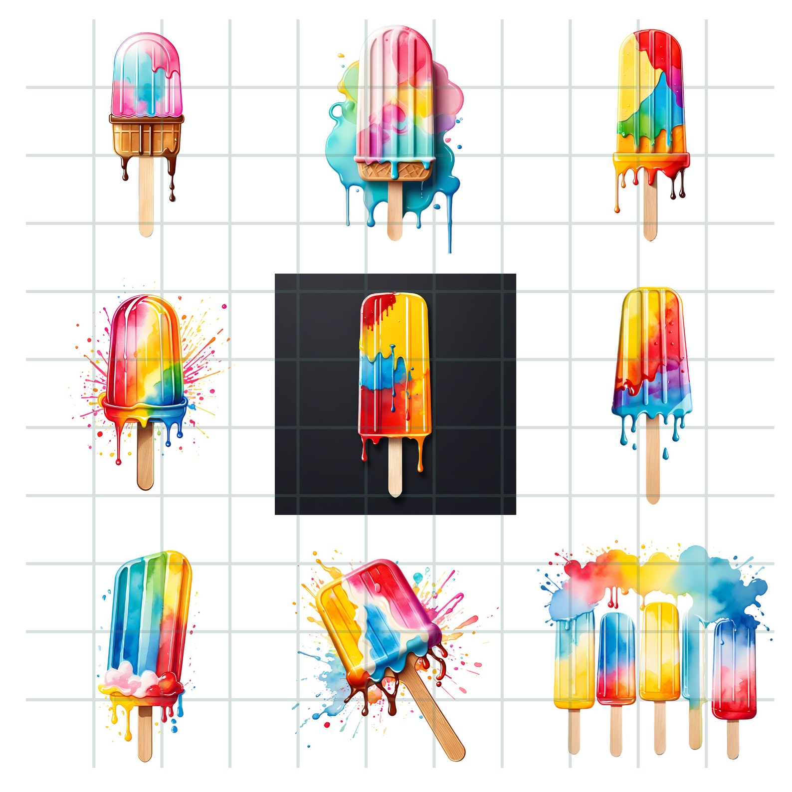 Watercolor Pastel Sweets Clipart Rainbow Sweet Treats PNG | Ice Cream ...