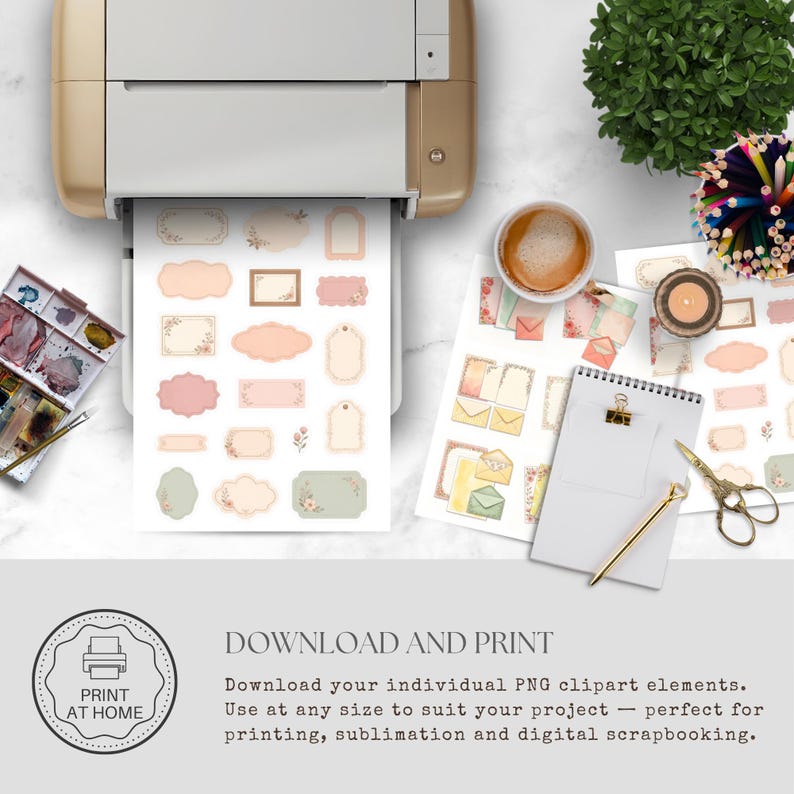 Junk Journal Printable Kit, Planner Stickers and Ephemera Bundle ...