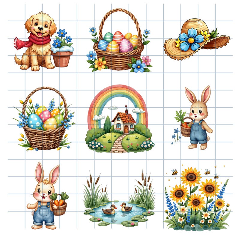 Watercolor Spring Clipart Bundle, Easter Floral PNG JPG SVG, Pastel ...