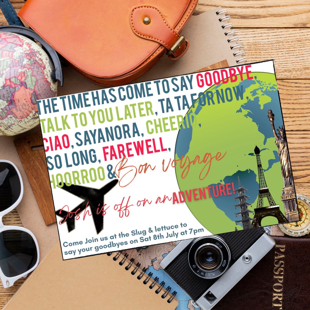 Bon Voyage Celebration Invitation and Evite Set, Travel Party Invites ...