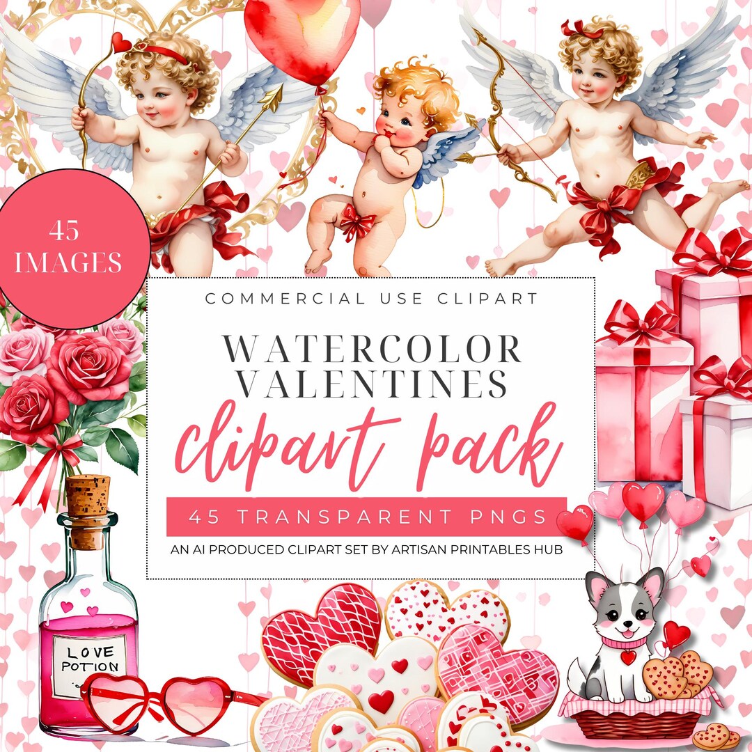 Valentine Cupid Clipart, Digital Cupid PNG, Hearts, Love Letters ...