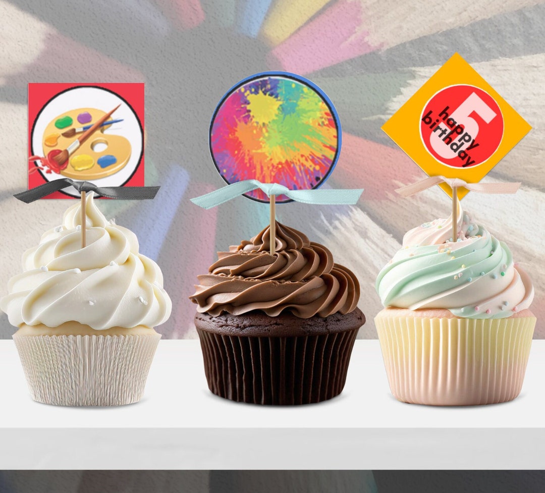 Editable Painting Party Cupcake Toppers, Art Birthday Cupcake Toppers ...